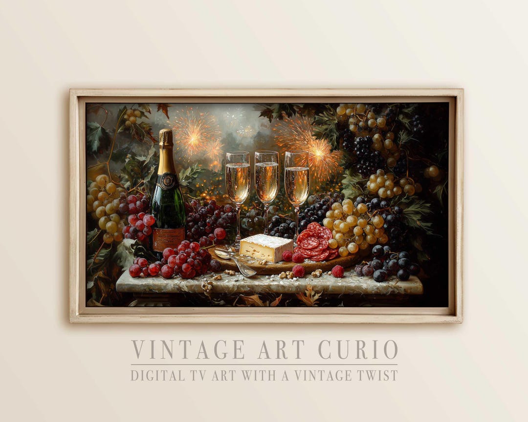 Victorian Festive Gourmet TV Frame Art & Screensaver Champagne, Cheese ...