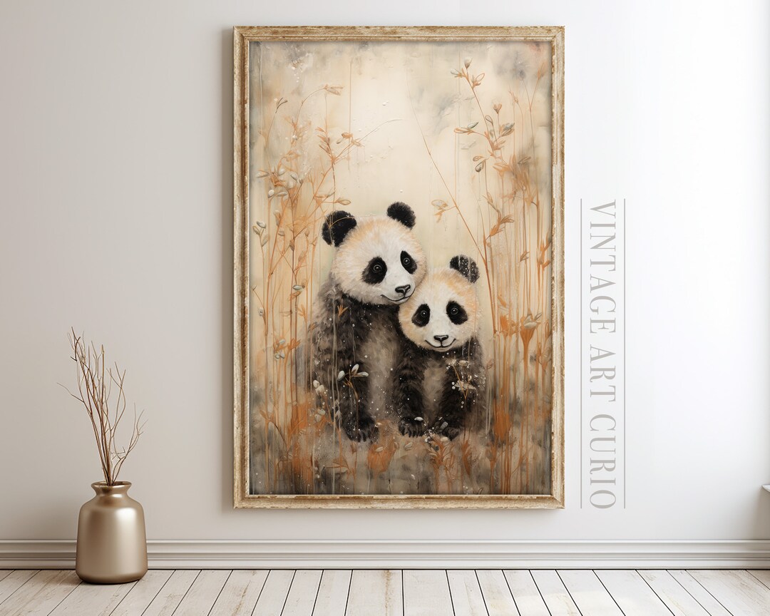 Vintage Panda Bear Art Print Baby Nursery Wall Art Neutral - Etsy