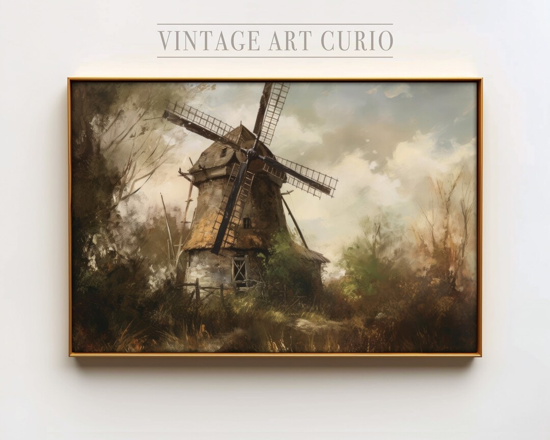 Vintage Farmhouse Landscape Painting Rustic Moody Painting Antique ...