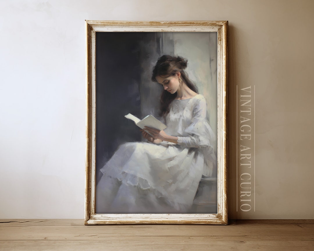 Vintage Lady Reading Portrait Painting | Antique Portrait | Vintage ...