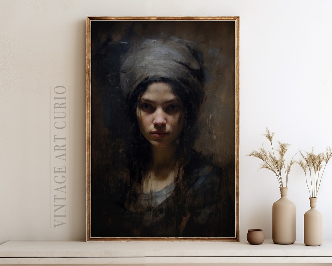 Vintage Girl Portrait Painting Antique Portrait Vintage PRINTABLE ...