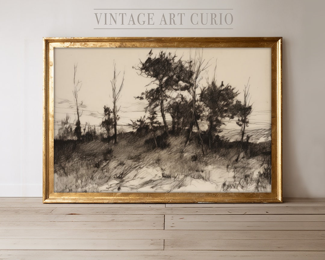 Landscape Sketch | Rustic Country Farmhouse Decor | PRINTABLE Digital ...