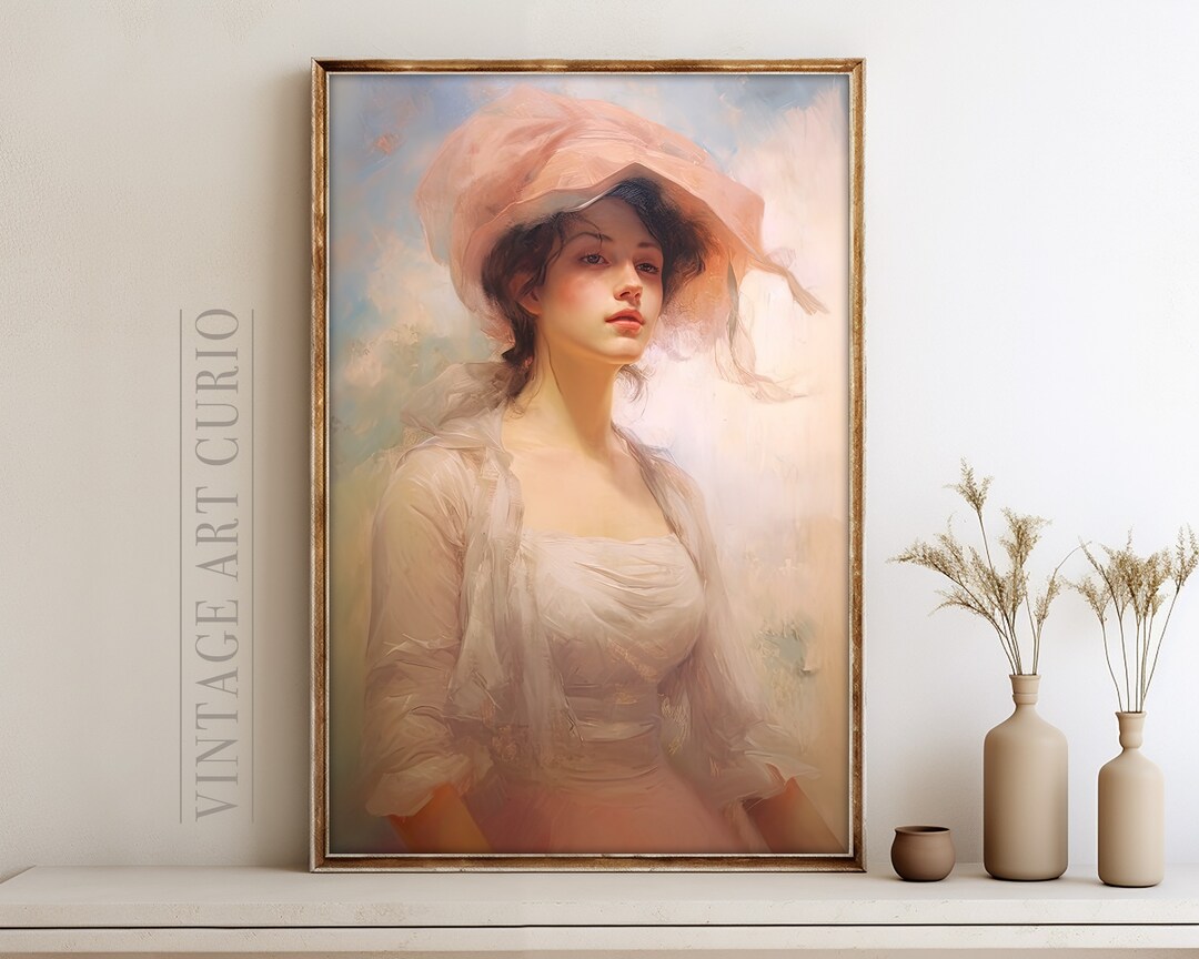 Vintage Rococo French Lady Painting Antique Female Portrait Oil ...