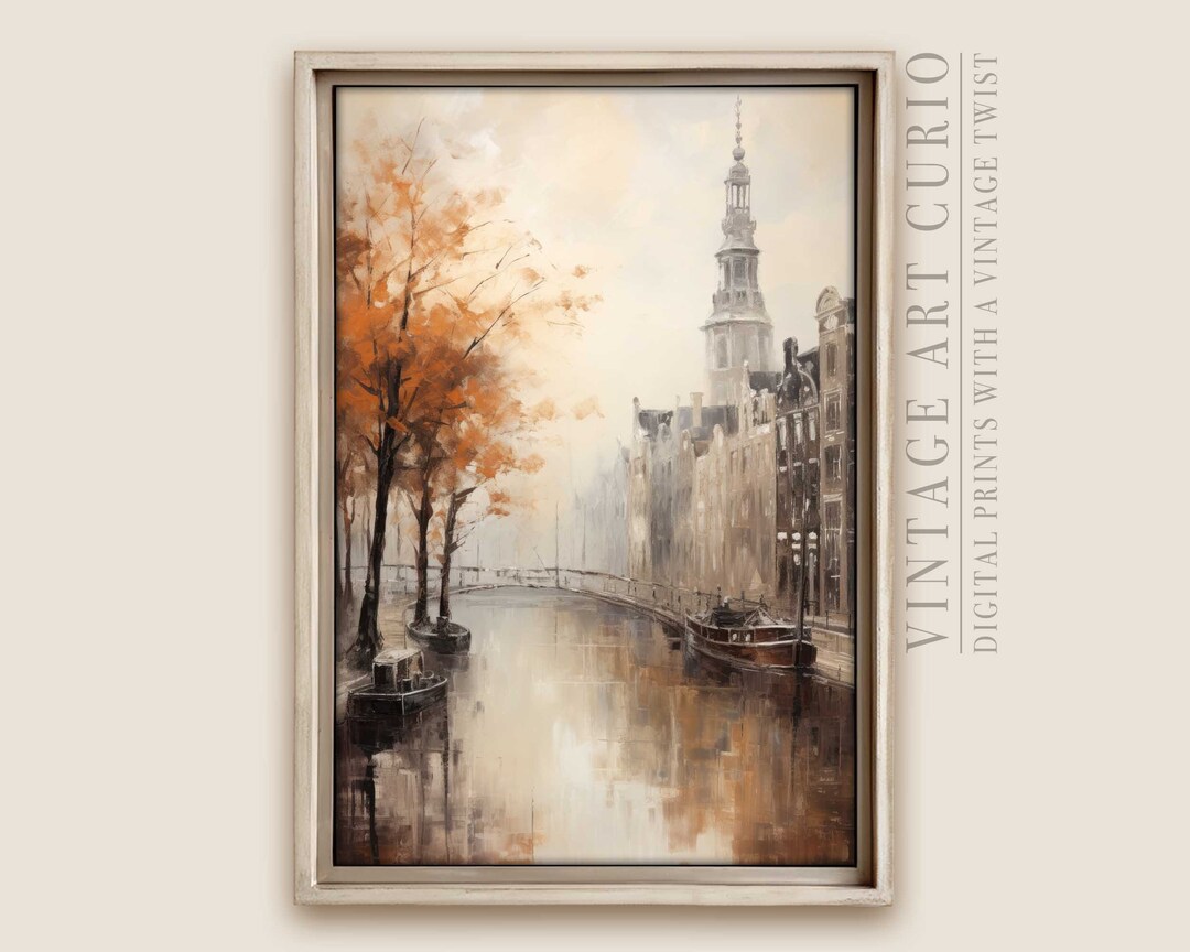 Amsterdam Architecture European City Wall Art, Vintage Dutch ...