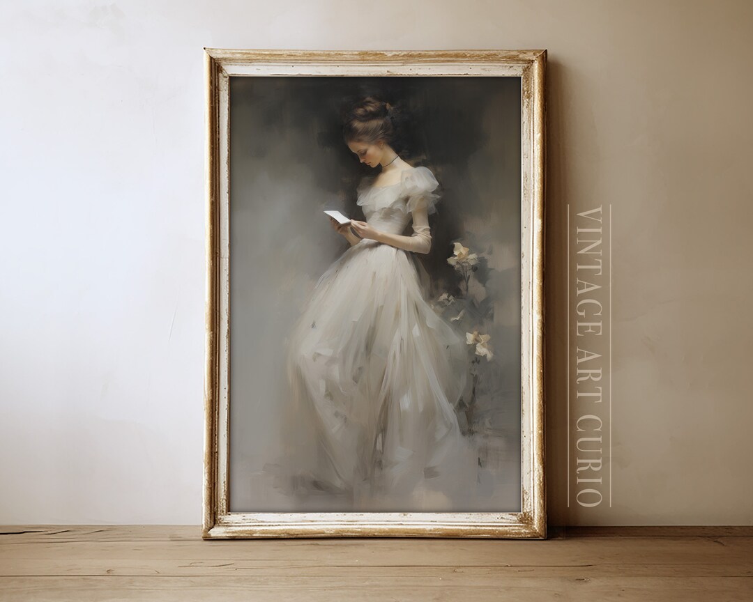 Vintage Lady Reading Portrait Painting | Antique Portrait | Vintage ...