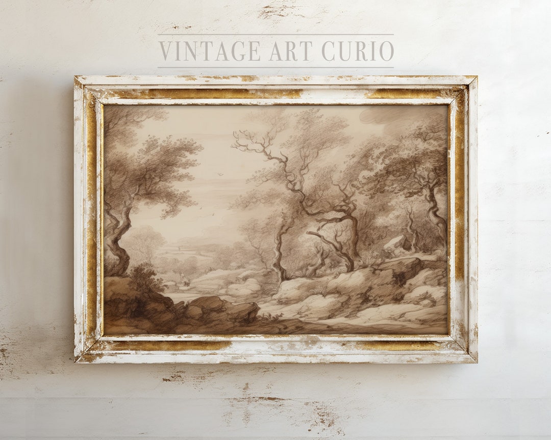 Landscape Sketch | Rustic Country Farmhouse Decor | PRINTABLE Digital ...