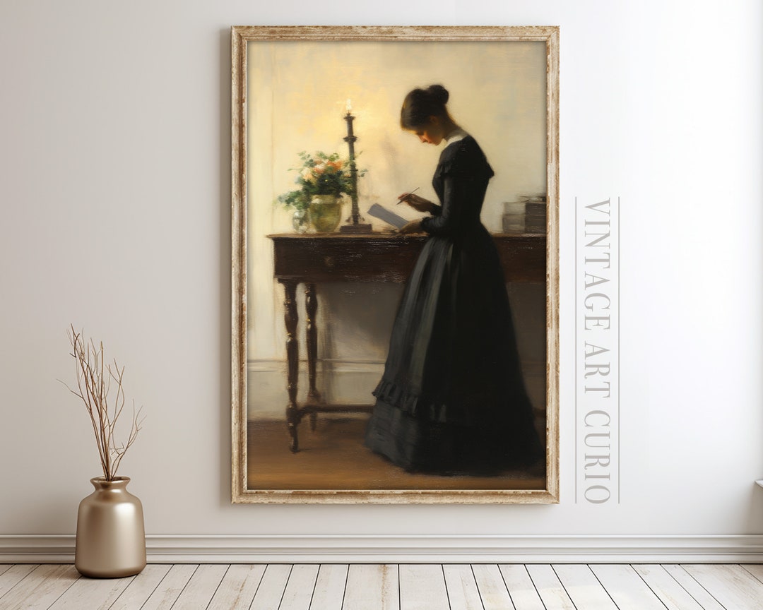 Vintage Lady Reading Portrait Painting | Antique Portrait | Vintage ...