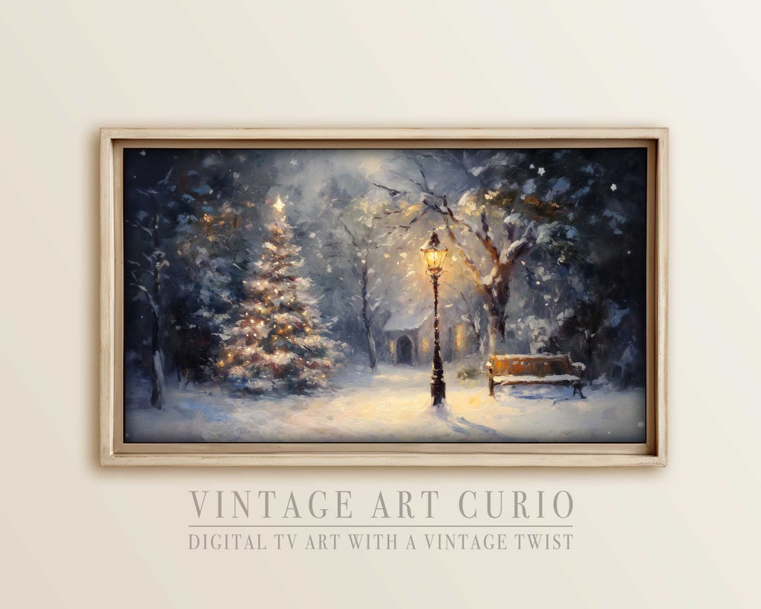 Charming Winter Wonderland TV Frame Art - Rustic Christmas Tree Art ...