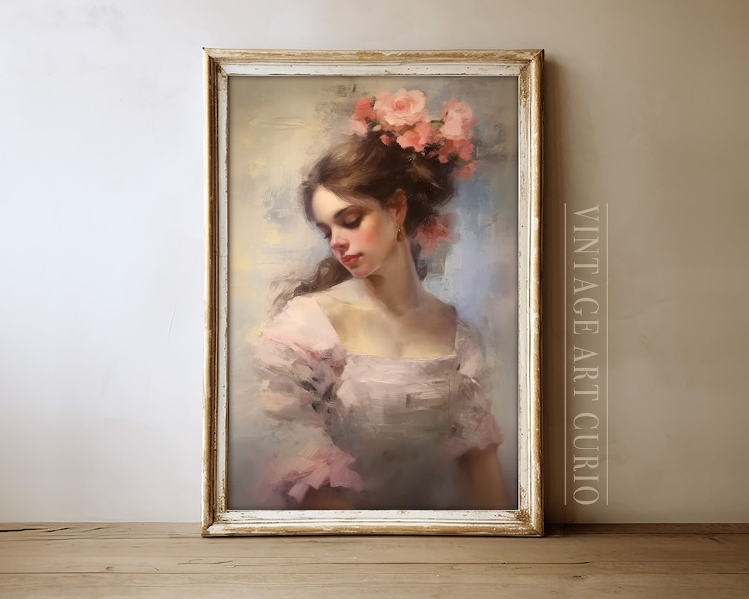 Vintage Rococo French Lady Painting | Antique Female Portrait Oil ...