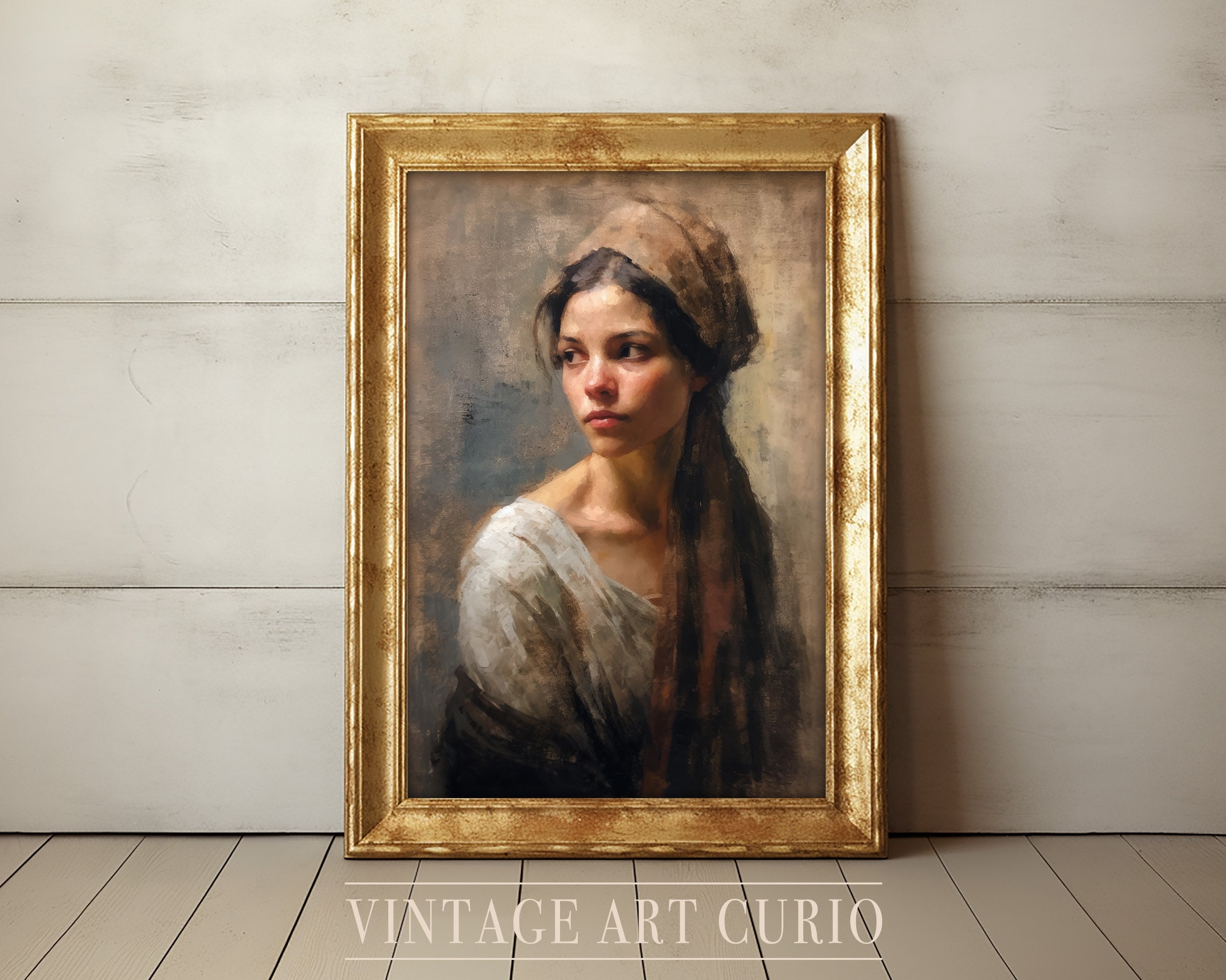 Vintage Girl Portrait Painting Antique Portrait Vintage PRINTABLE ...