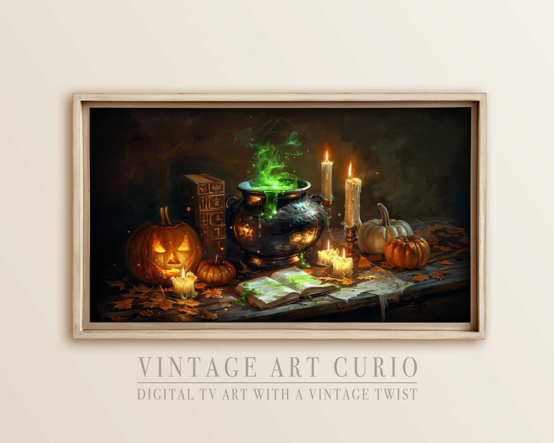 Witchy Halloween Frame TV Art, Rustic Autumn Farmhouse Screensaver ...