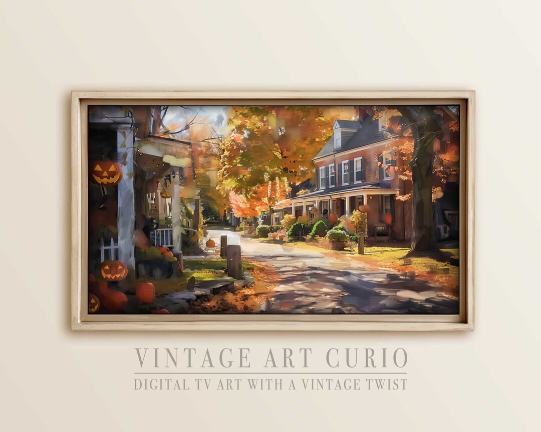 Vintage Colonial Scenery Decor Rustic Autumn Farmhouse Frame TV Art ...