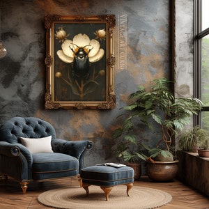 Antique Scarab Painting, Dark Academia PRINTABLE XL Wall Art, Vintage ...