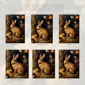 Antique Rabbit Painting: Dark Academia Vintage Bunny Print (digital ...