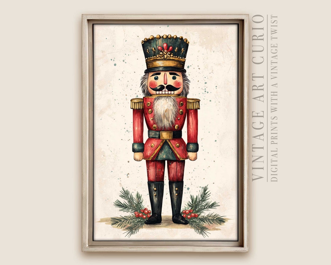 Vintage Nutcracker Digital Watercolor Painting - Minimalist Neutral ...