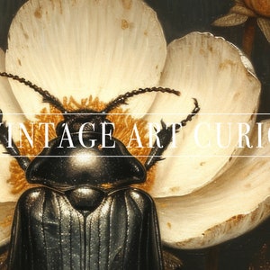 Antique Scarab Painting, Dark Academia PRINTABLE XL Wall Art, Vintage ...