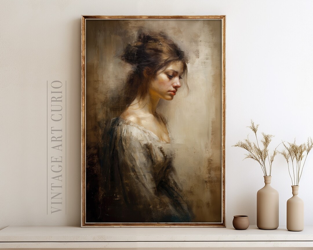 Vintage Girl Portrait Painting | Antique Portrait | Vintage PRINTABLE ...