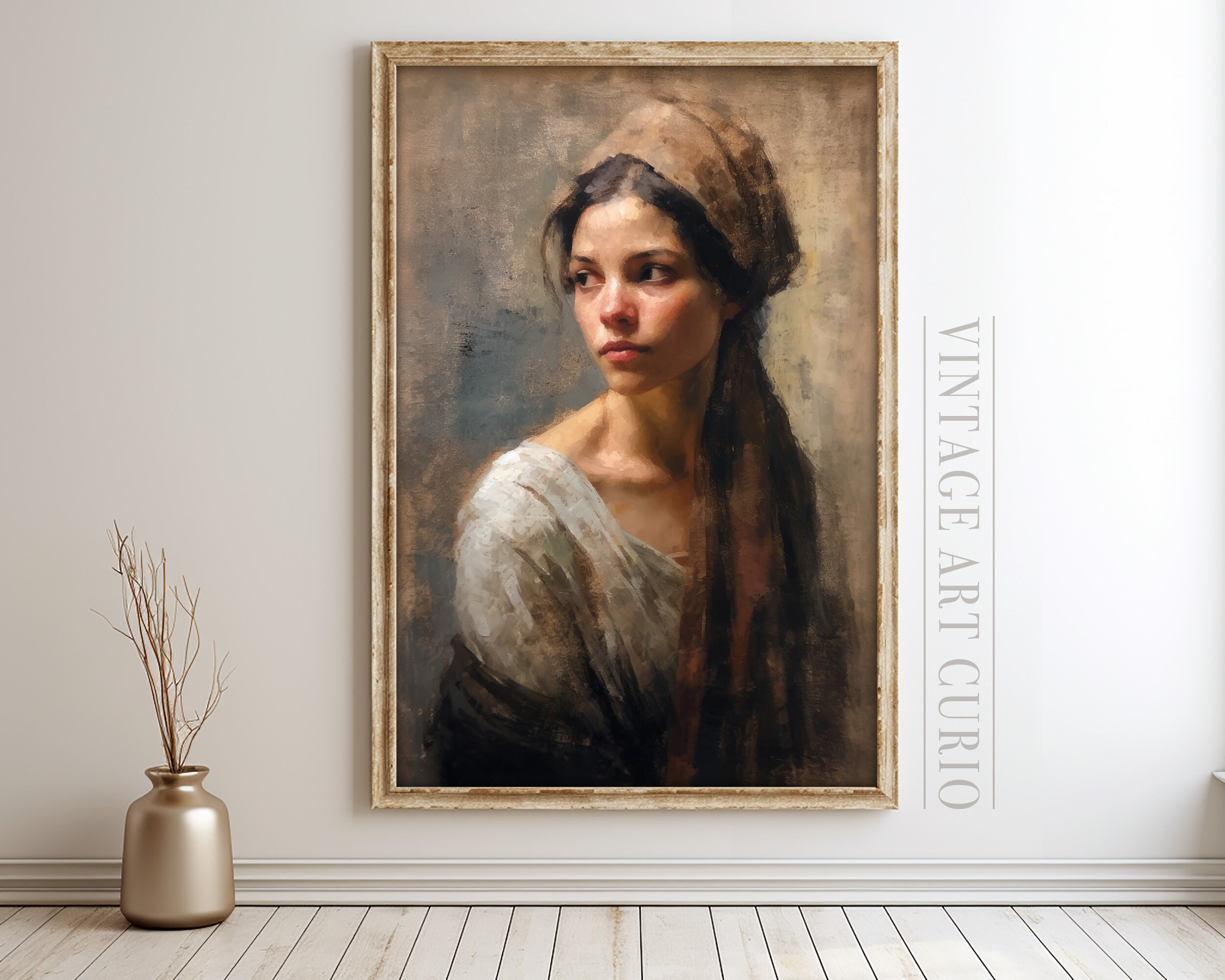 Vintage Girl Portrait Painting Antique Portrait Vintage PRINTABLE ...