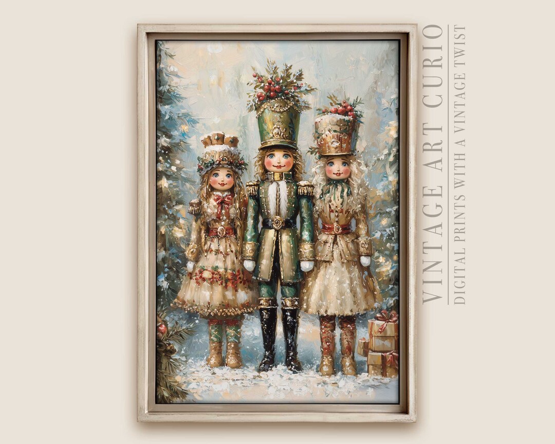 Whimsical Nutcrackers in a Winter Wonderland Digital Oil Painting ...