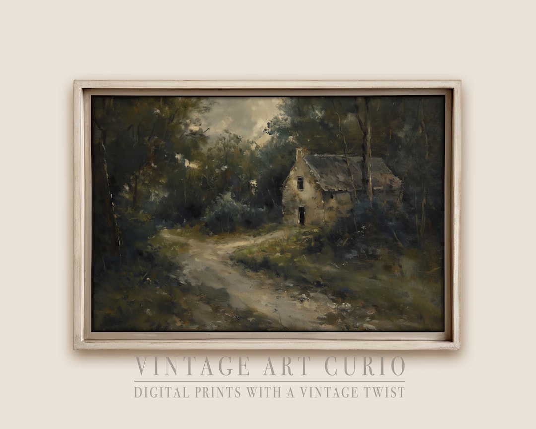 Moody Landscape Oil Painting, Instant Download Art for Farmhouse Decor ...