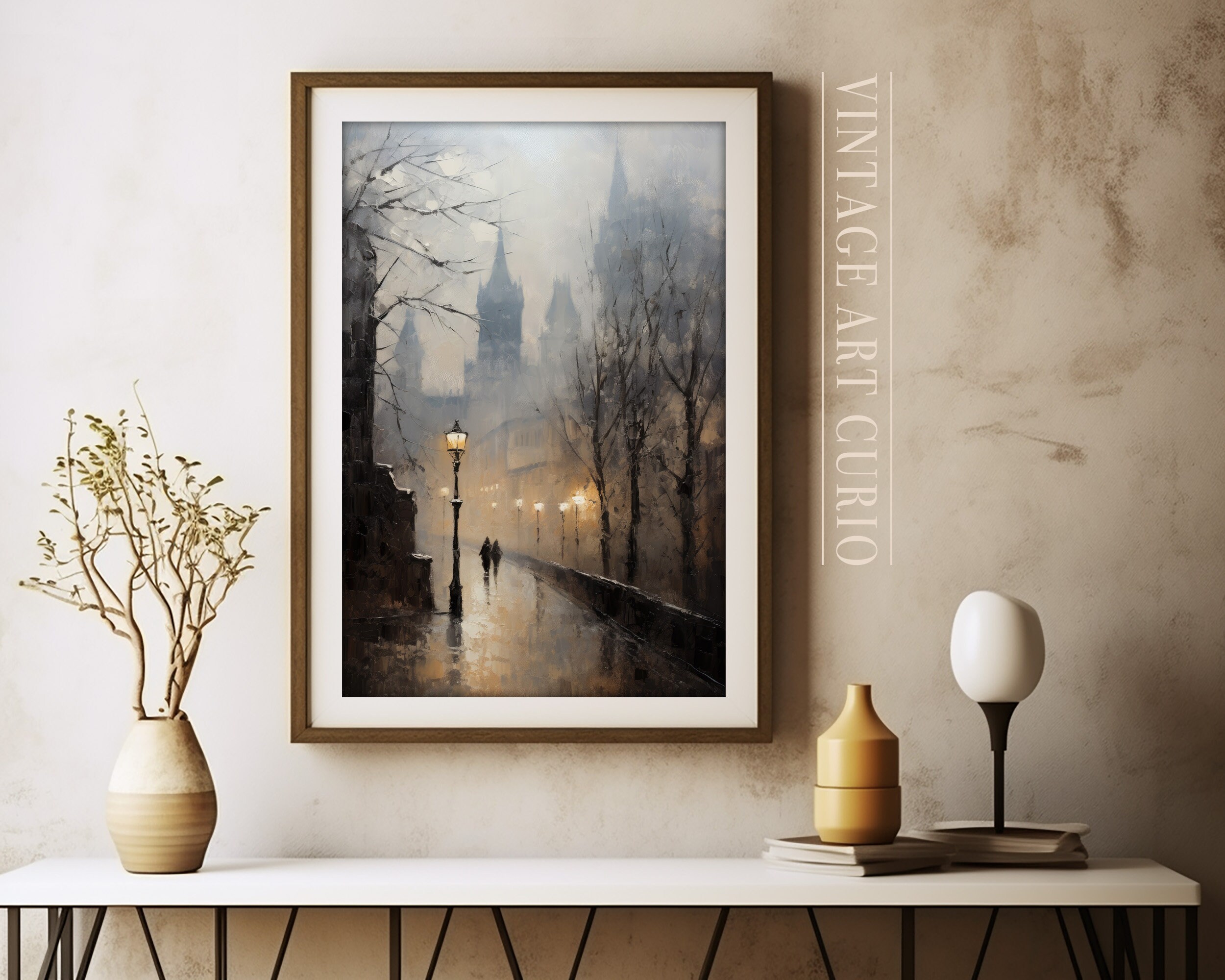 Vintage Painting of Paris Rustic European City Painting PRINTABLE ...