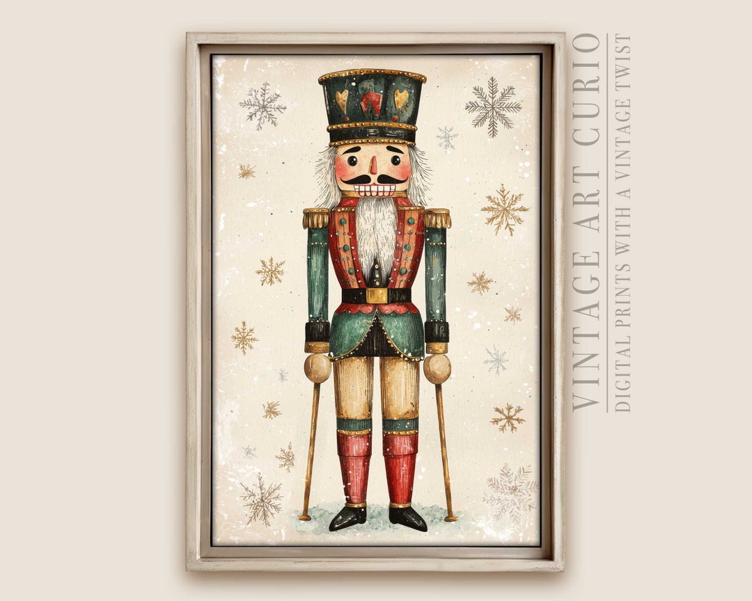 Elegant Rustic Nutcracker Digital Watercolor - Minimalist Farmhouse ...