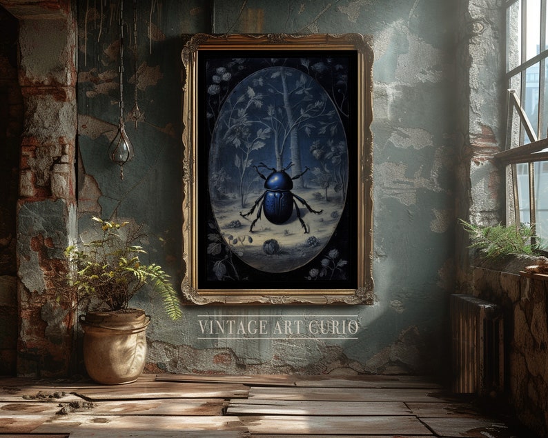 Dark Academia Printable Beetle Wall Art, Moody Rustic Beetle Print - Etsy