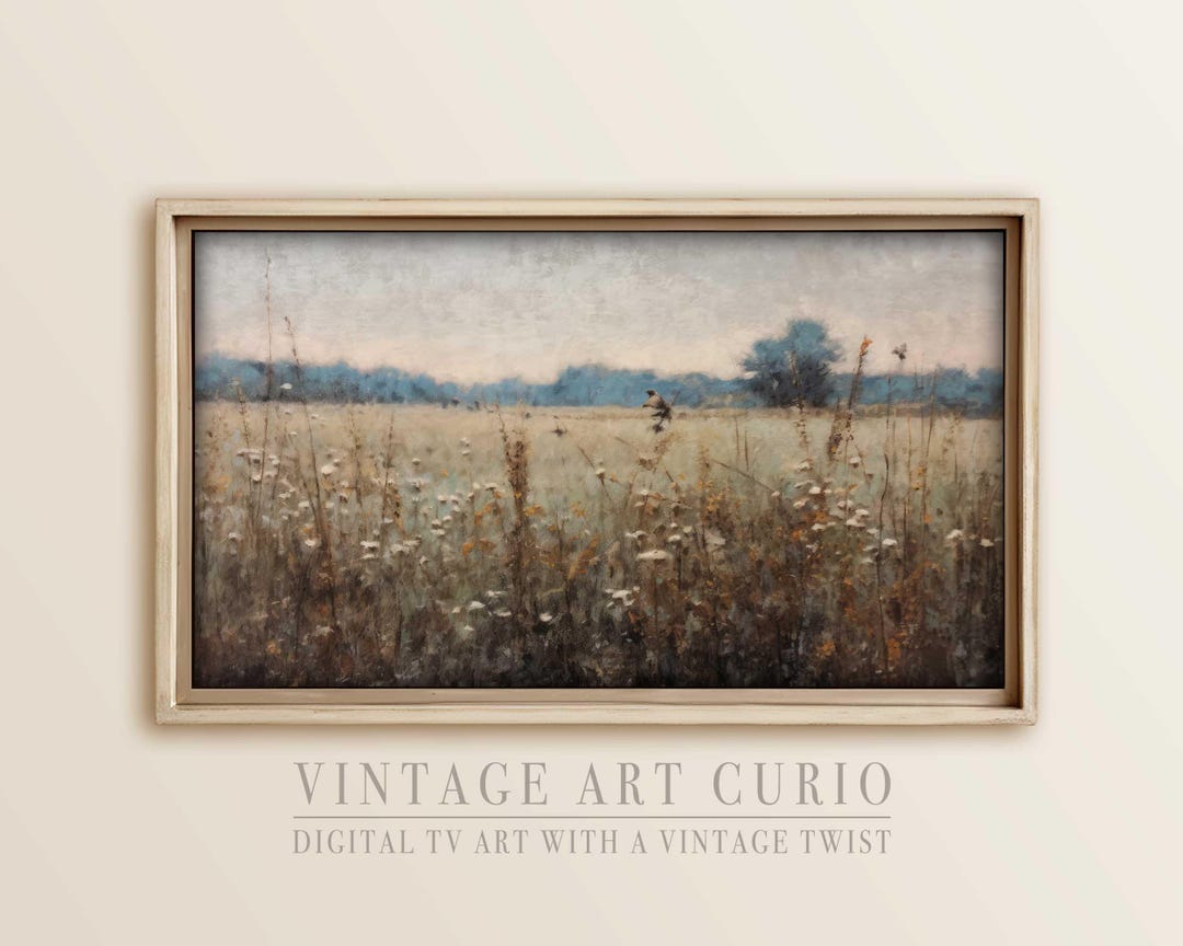 Serene Wildflower Field TV Frame Art | Rustic Nature Screensaver ...