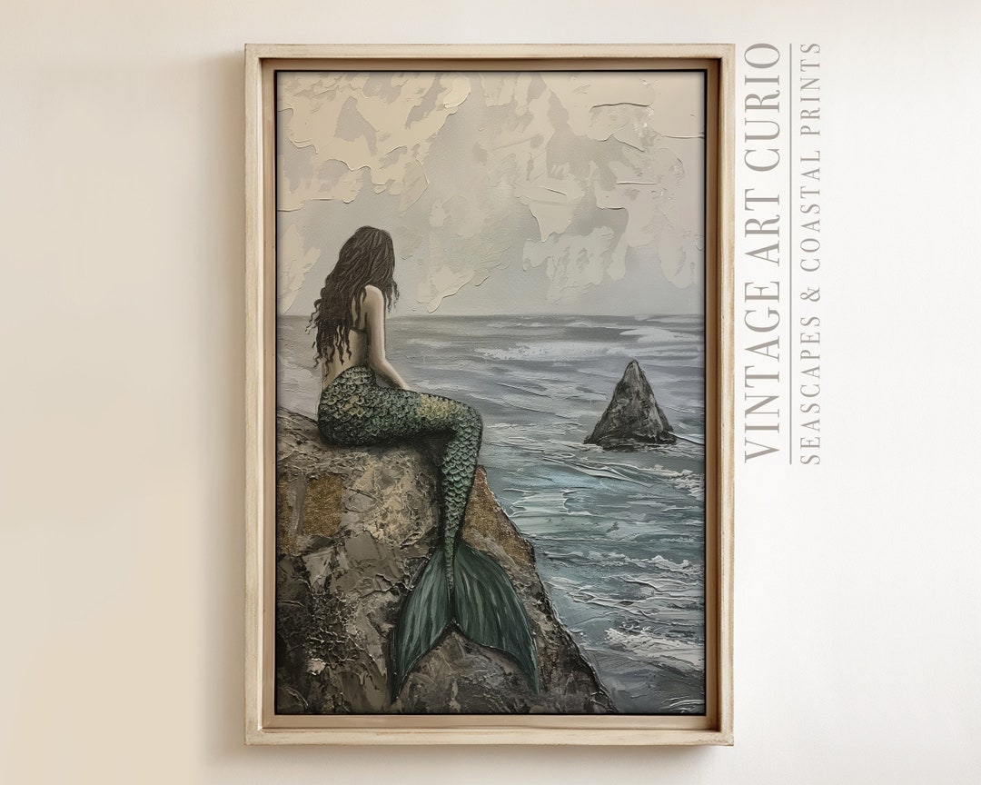 Neutral Mermaidcore Nautical Ocean Art, Wabi Sabi Maine Beach Wall ...