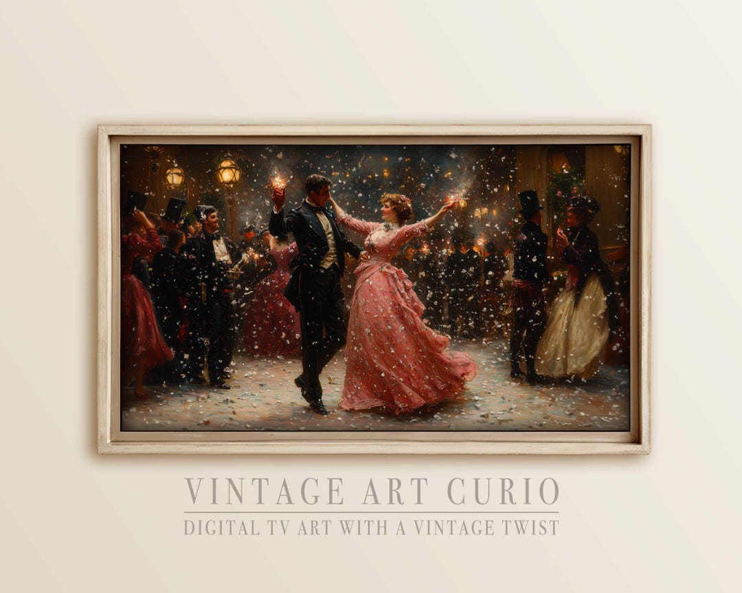 Victorian Ballroom Dance TV Frame Art - Elegant Pink Gold Celebration ...