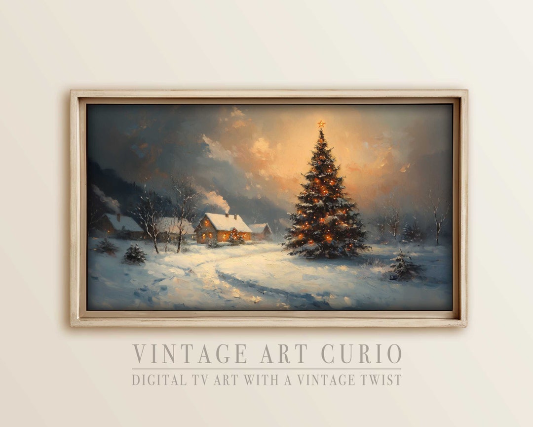 Charming Christmas Cottage TV Frame Art: Vintage Screensaver Art of a ...