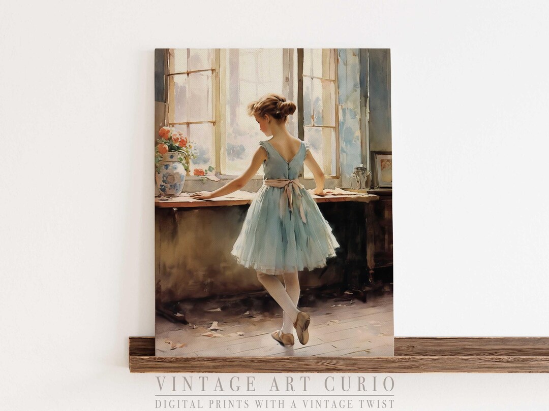Vintage Ballerina Girl Wall Art – Pastel Balletcore Nursery Print ...