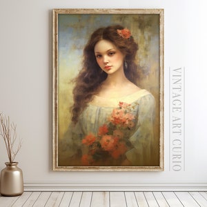 Vintage Rococo French Lady Painting Antique Female Portrait - Etsy
