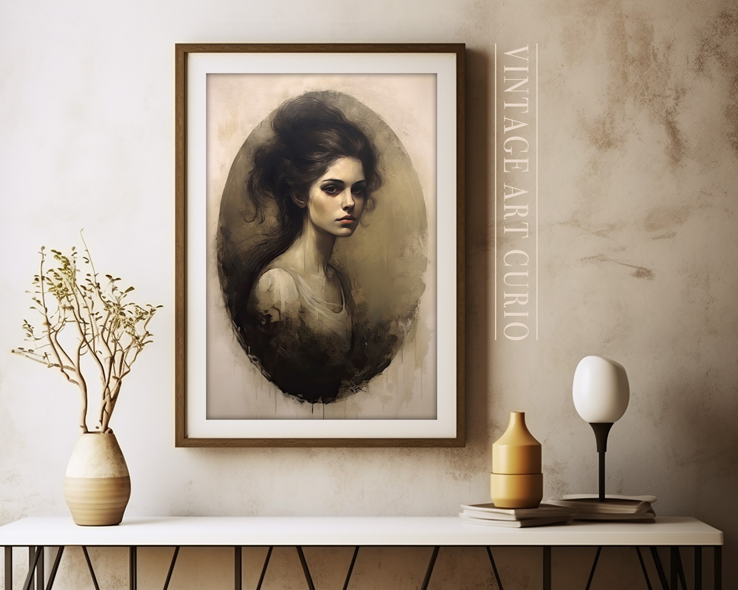 Vintage Girl Portrait Painting Antique Portrait Vintage PRINTABLE ...