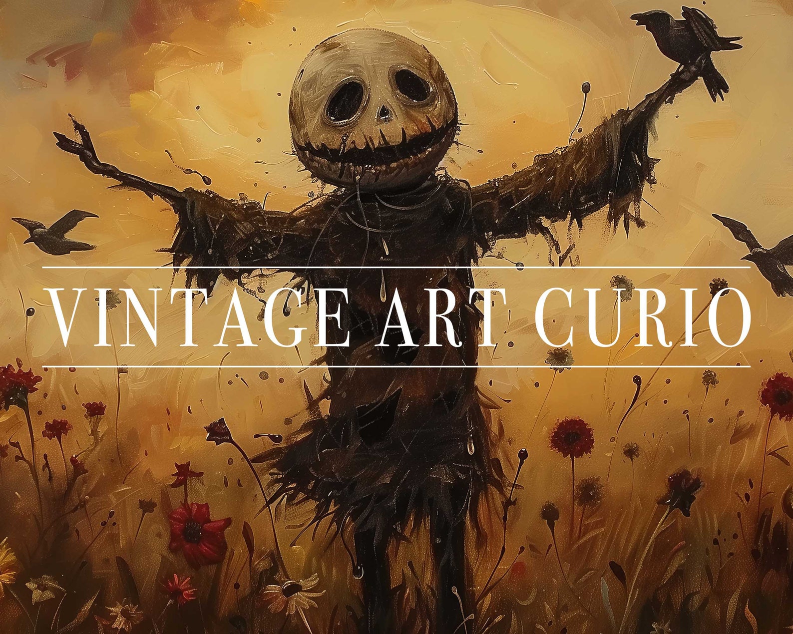 Witchy Halloween TV Frame Art, Floral Scarecrow, Rustic Farmhouse ...