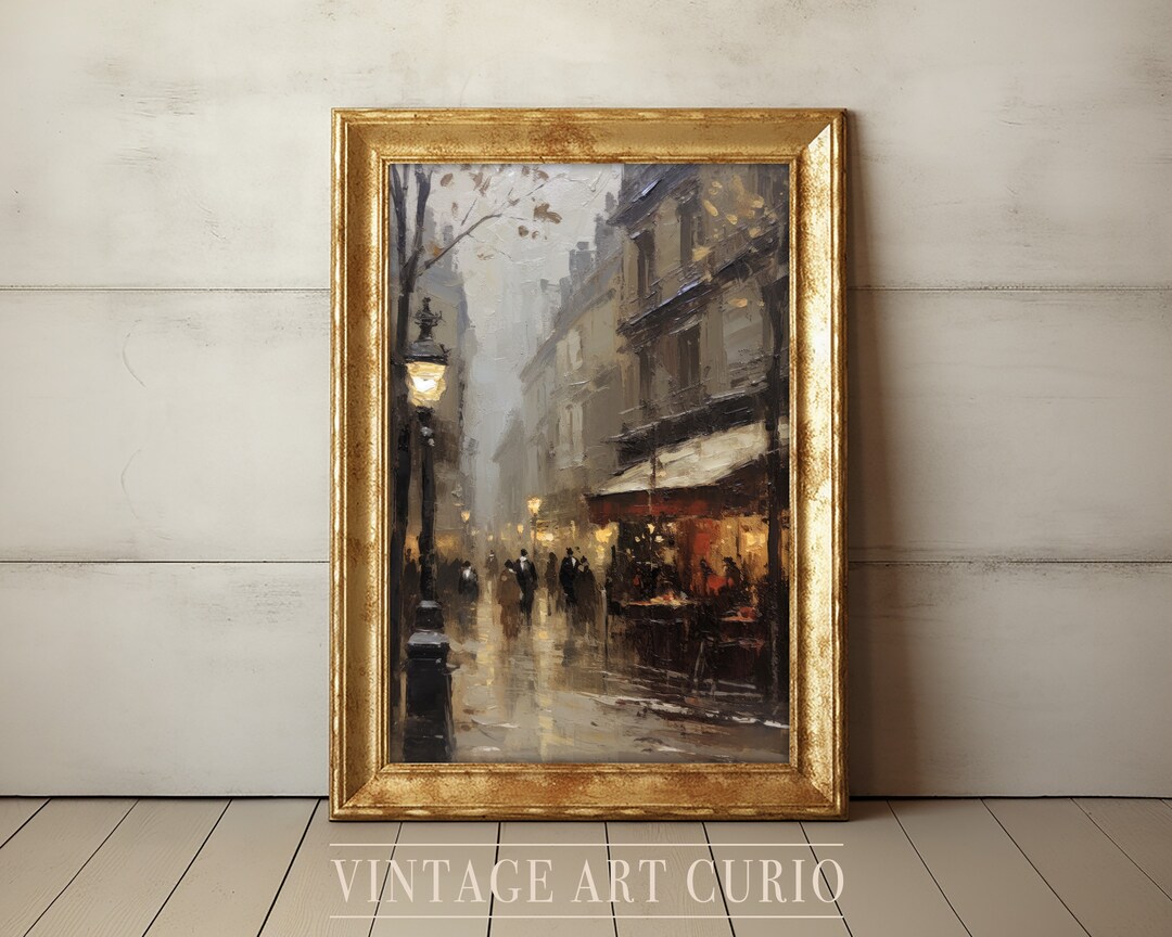 Vintage Painting of Paris Rustic European City Painting PRINTABLE ...