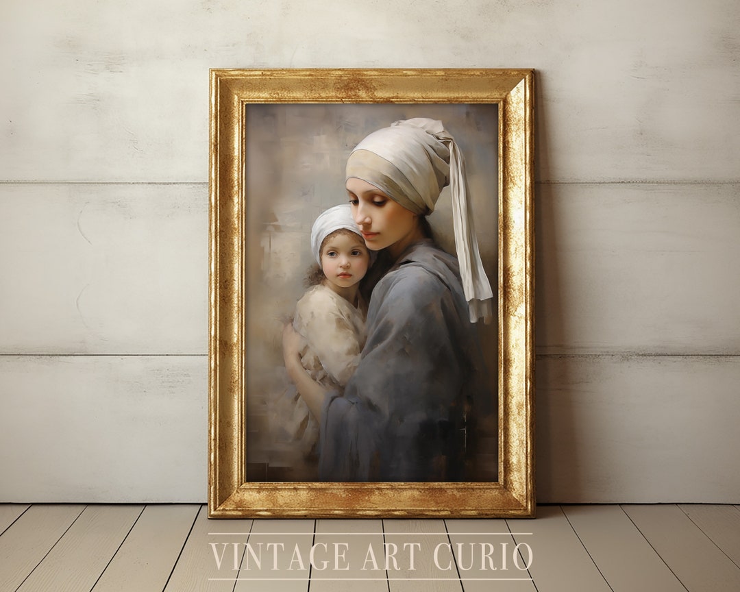 Mutter und Kind Gemälde | Vintage Porträt | Vintage DRUCKBARE Digitale ...