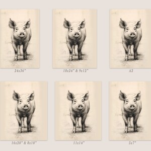 Rustic Pig Farm Art Print Vintage Sketch in Neutral Tones, Printable ...