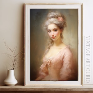 Vintage Rococo French Lady Painting Antique Female Portrait - Etsy