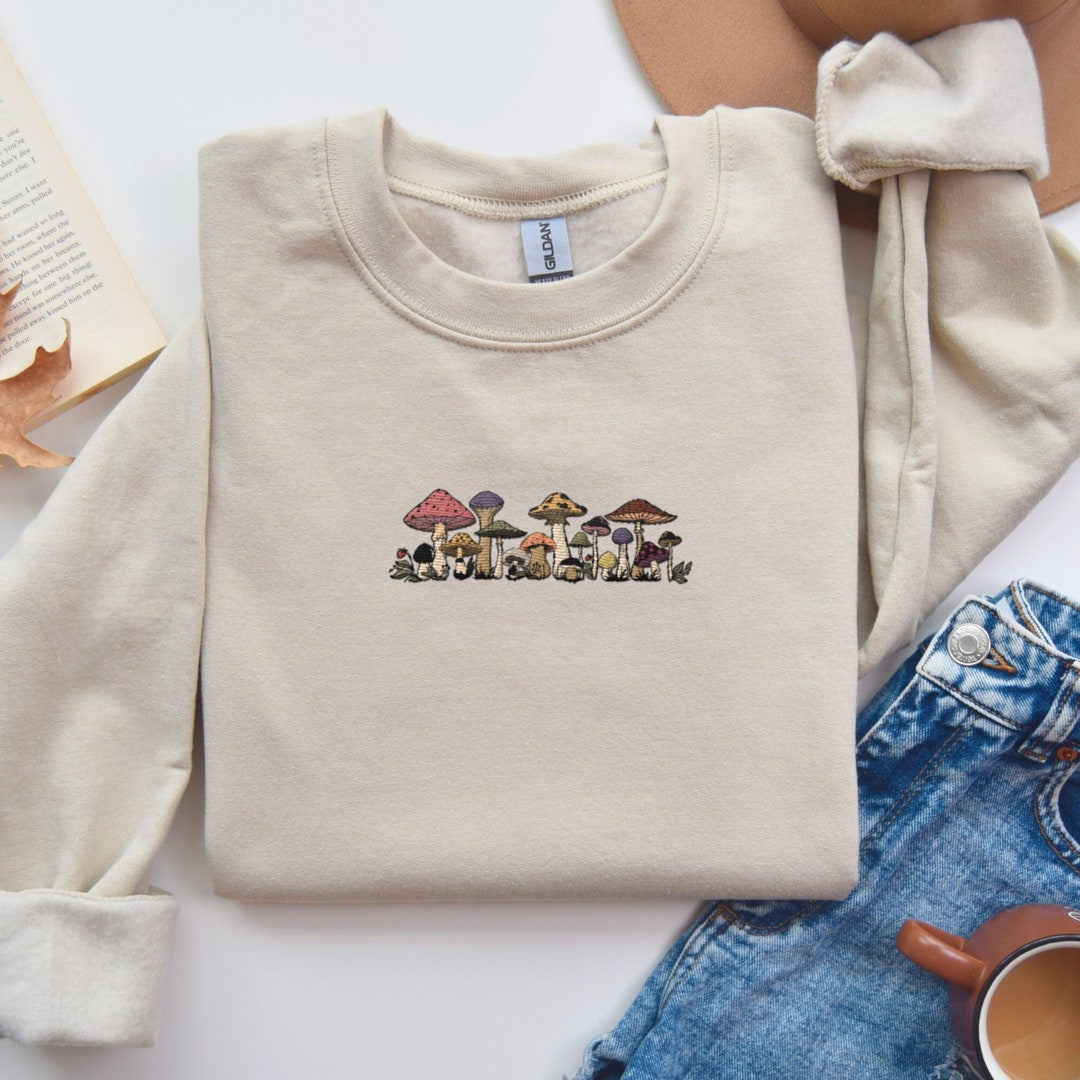 Embroidered Mushroom Sweatshirt, Cottage Core Sweatshirt, Cottagecore ...