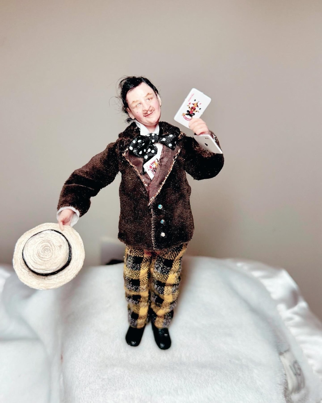 Miniature OOAK Polymer Clay Hand Sculpted Male Figure, Card Sharp, Man ...