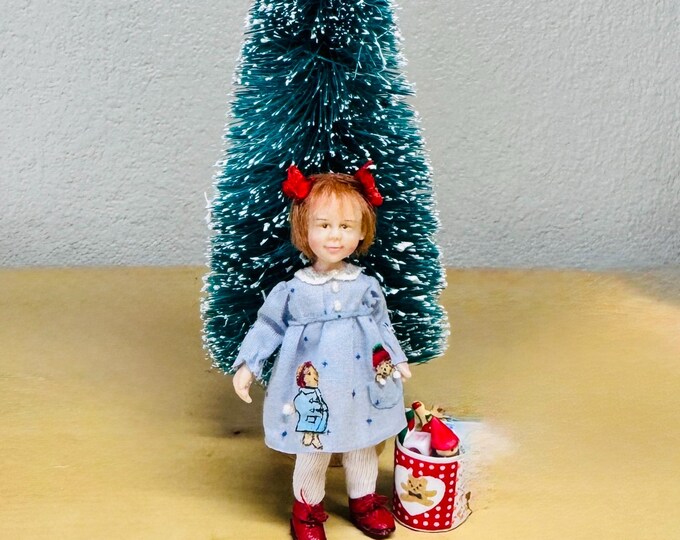 1:12 Scale Polymer Clay Girl, Collectable Handmade Miniature Doll With ...