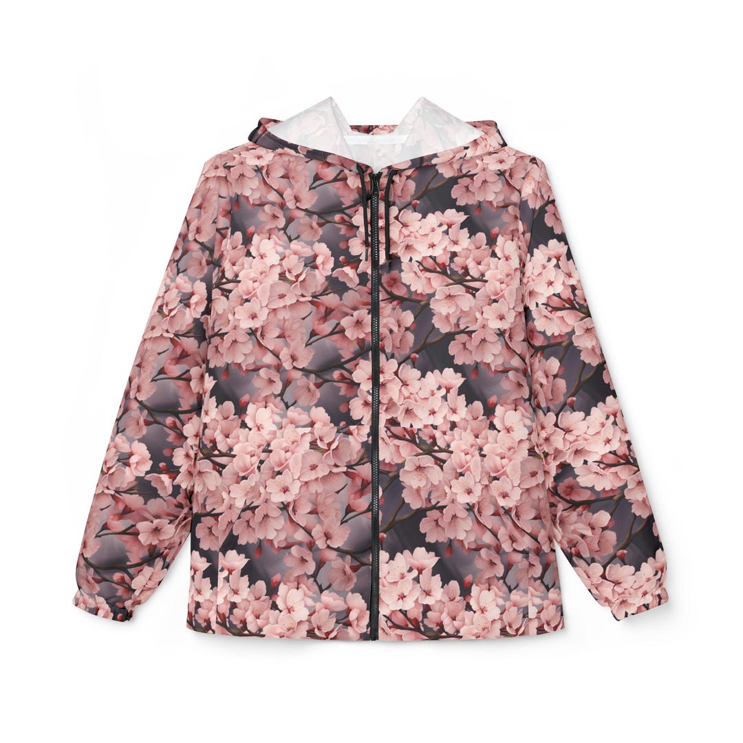 Fairycore Windbreaker Jacket, Pink Cherry Blossom Flower Jacket, Spring ...