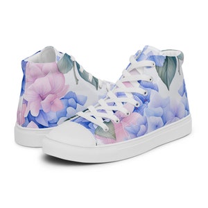 Hydrangea Women’s High Top Canvas Shoes - Etsy
