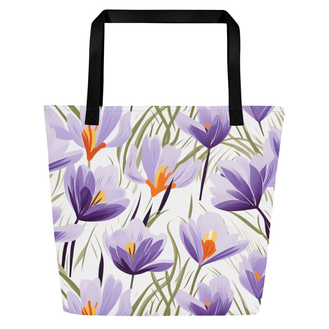 Crocus Large Tote Bag With Pocket - Etsy