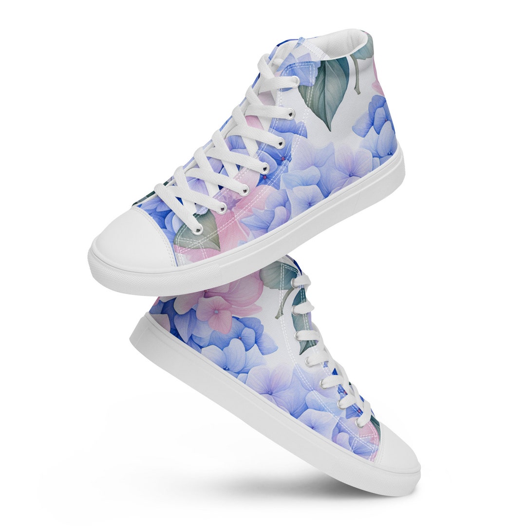 Hydrangea Women’s High Top Canvas Shoes - Etsy