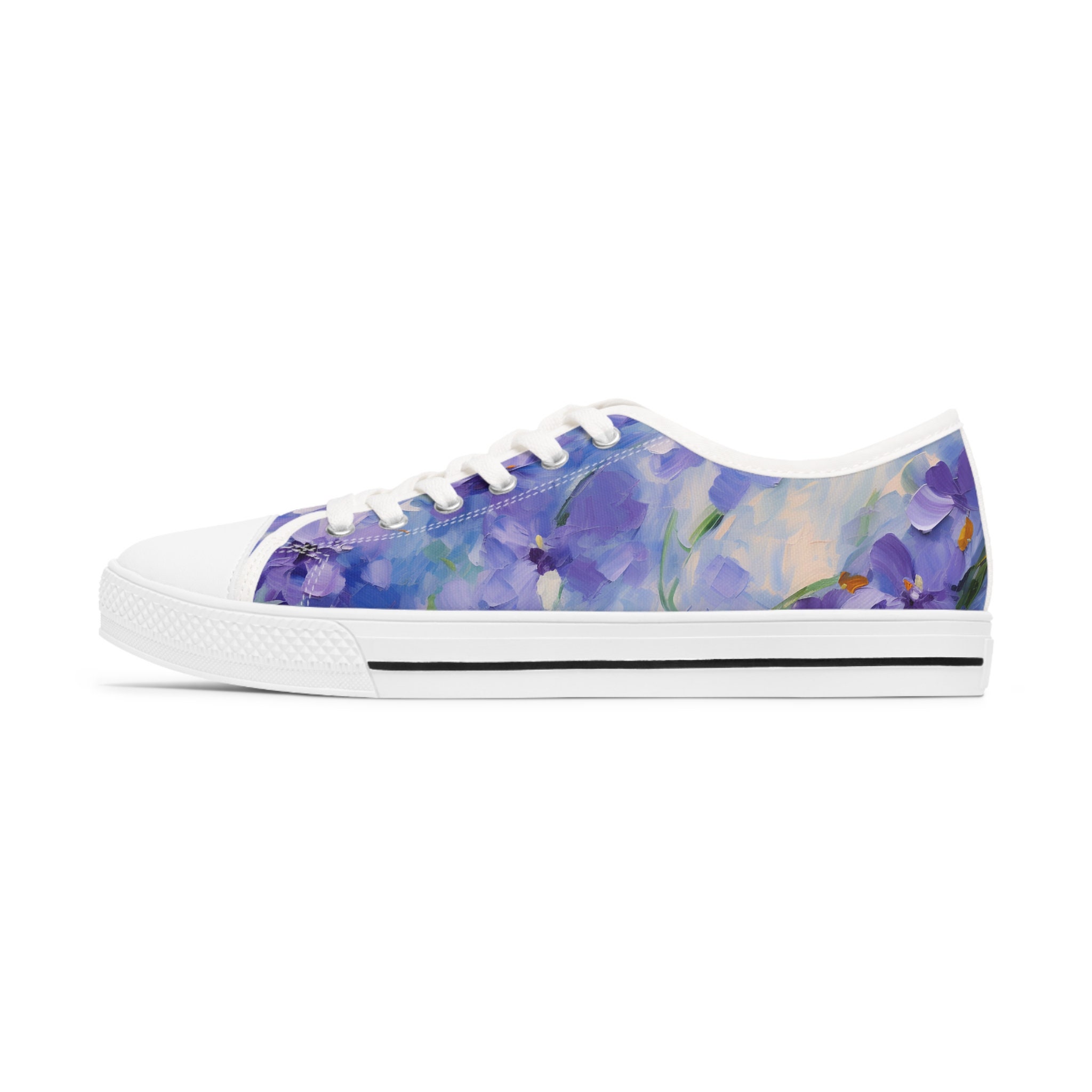 Periwinkle Impressionist Oil Painting Women's Low Top Sneakers Spring ...