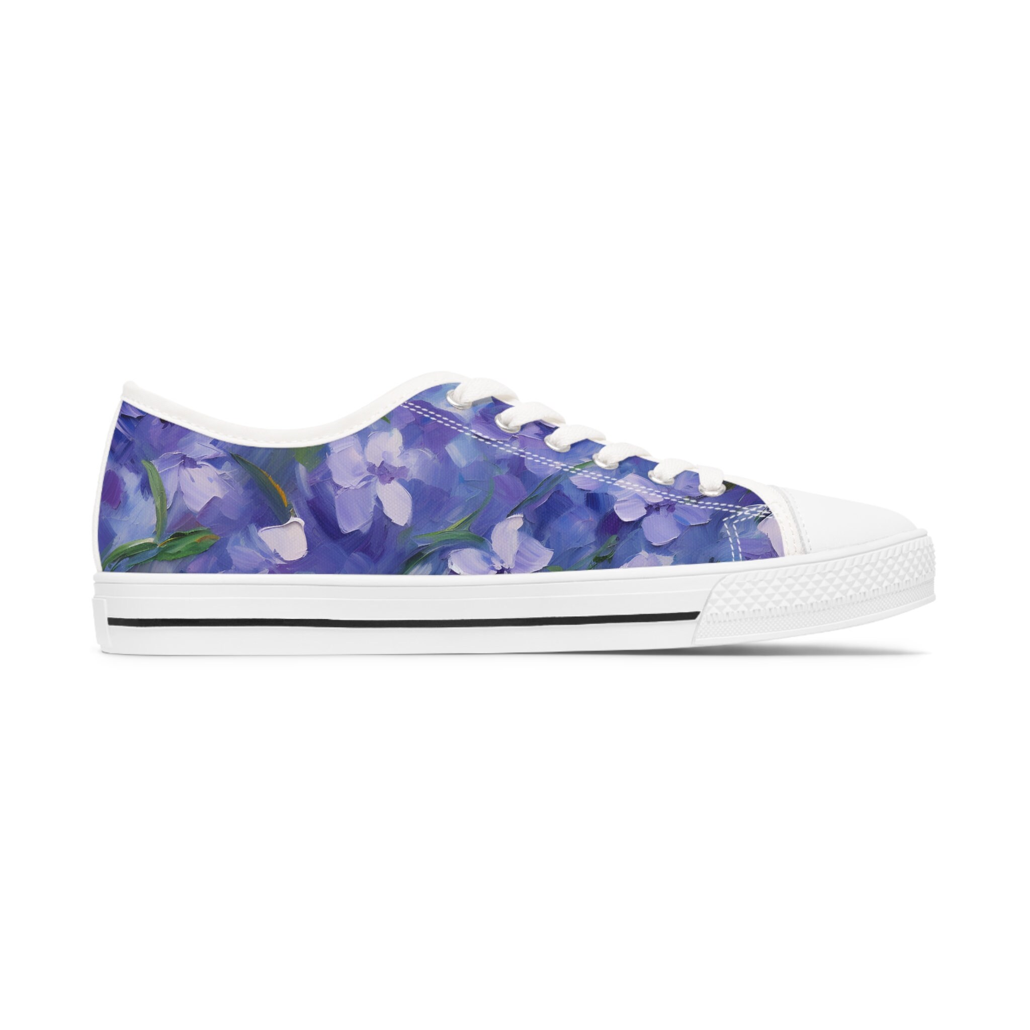 Periwinkle Impressionist Oil Painting Women's Low Top Sneakers Spring ...