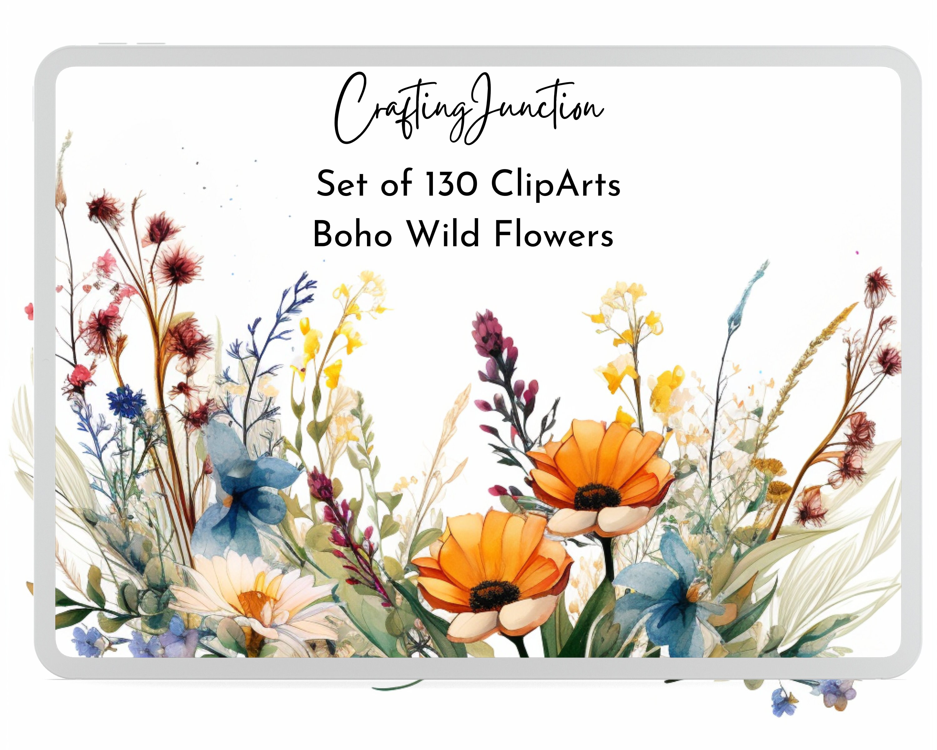Cliparts Boho Wild Flowers Set of 130 Cliparts Wild Flower - Etsy