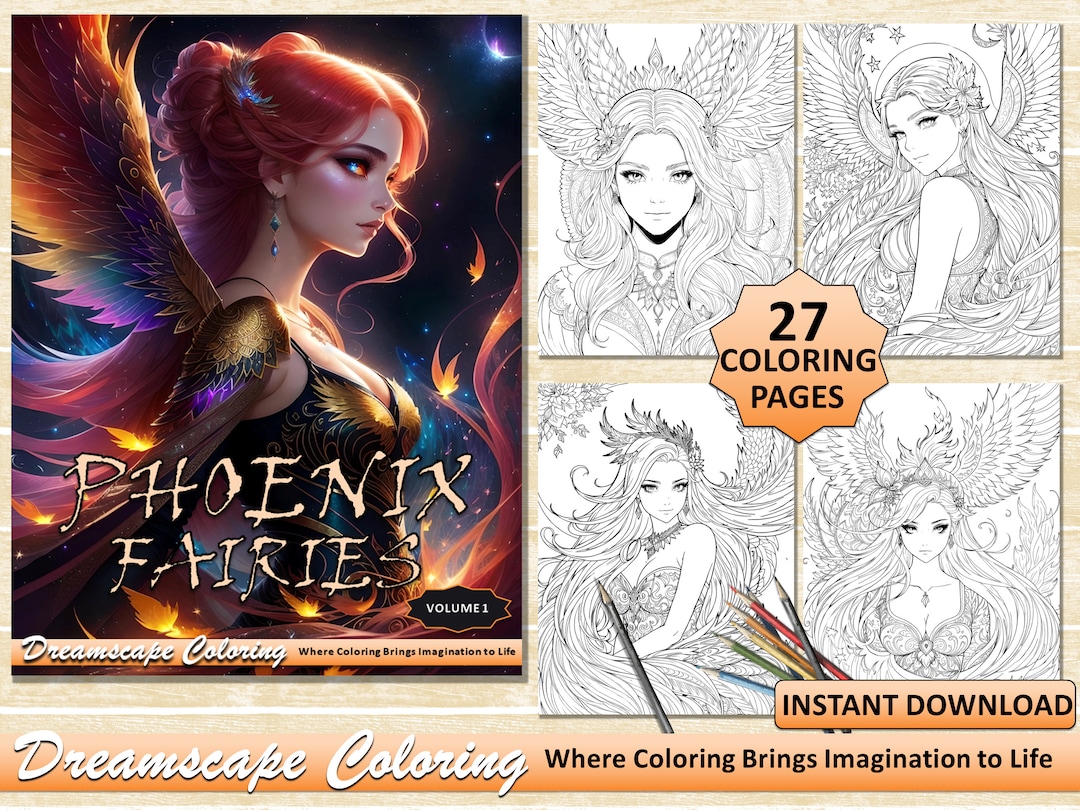 Phoenix Fairies volume 1: 27 Beautiful Fairy Coloring Pages Fairy ...